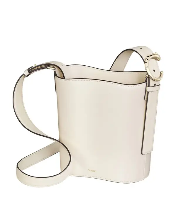 Cartier Small Leather Panthère C De Bucket Bag - White