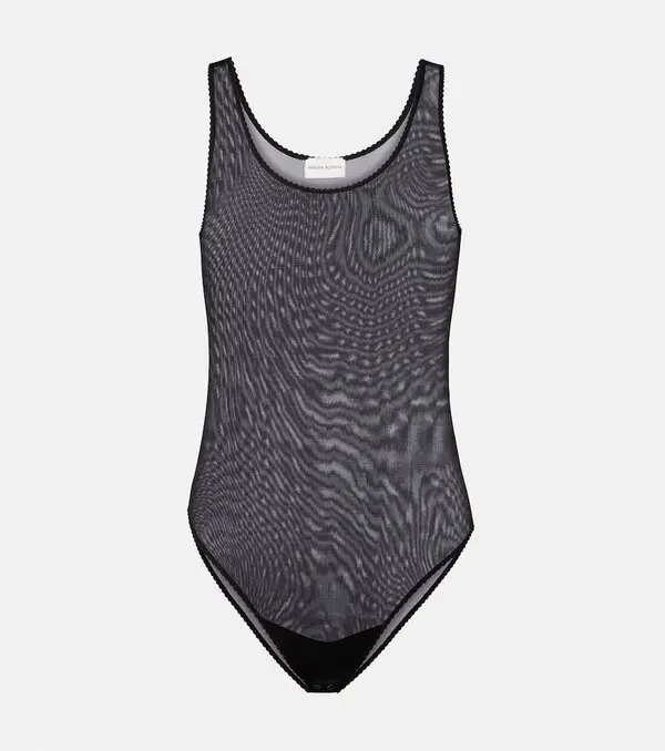 Magda Butrym Semi-sheer Scalloped Bodysuit - Black