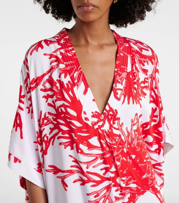 Melissa Odabash Vanessa Printed Kaftan - Red