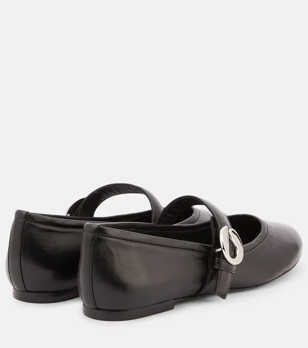 Coperni Leather Ballet Flats With Buckle Fastening - Black