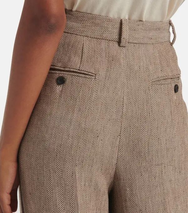 Loro Piana Nyack Chevron Linen Crepe Wide-leg Trousers
