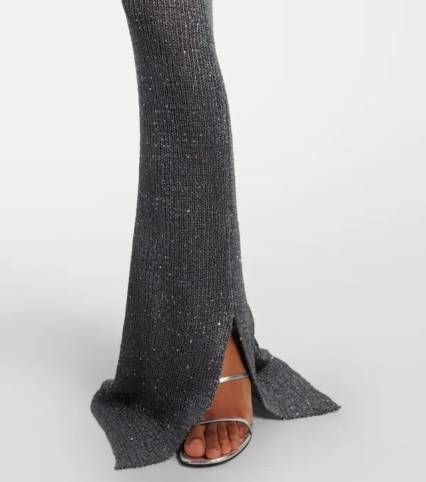 BANANHOT Alma Sequined Maxi Skirt - Grey