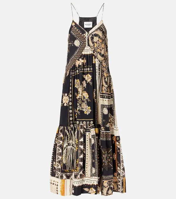 MARANT ETOILE Sabbage Printed Cotton Midi Dress - Multicoloured