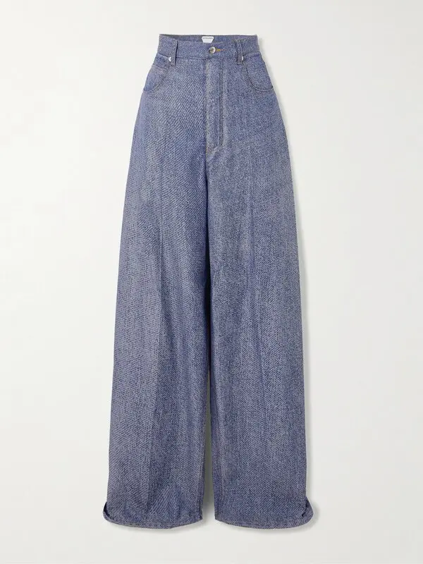 Bottega Veneta Wool And Cotton-blend Twill Wide-leg Pants - Blue