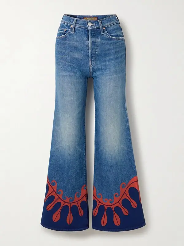 MOTHER X La Double J The Tomcat Roller High-rise Flared Jeans - Blue