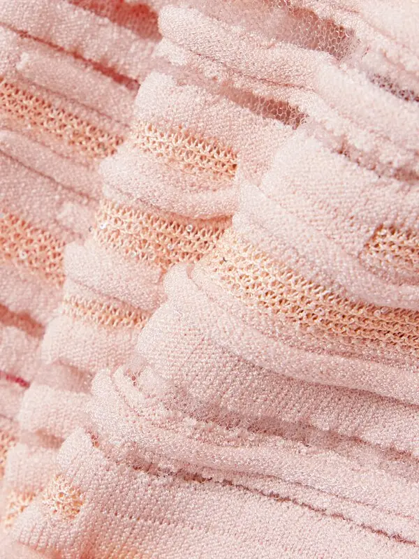 Balmain Strapless Sequin-embellished Open-knit Midi Dress