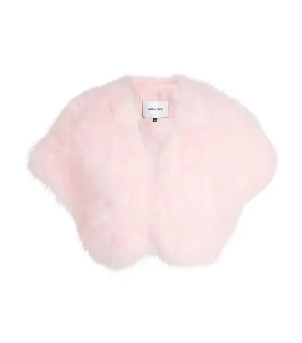 YVES SALOMON Feather Bolero Jacket - Pink
