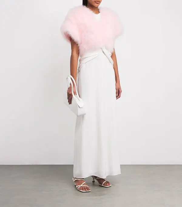 YVES SALOMON Feather Bolero Jacket - Pink