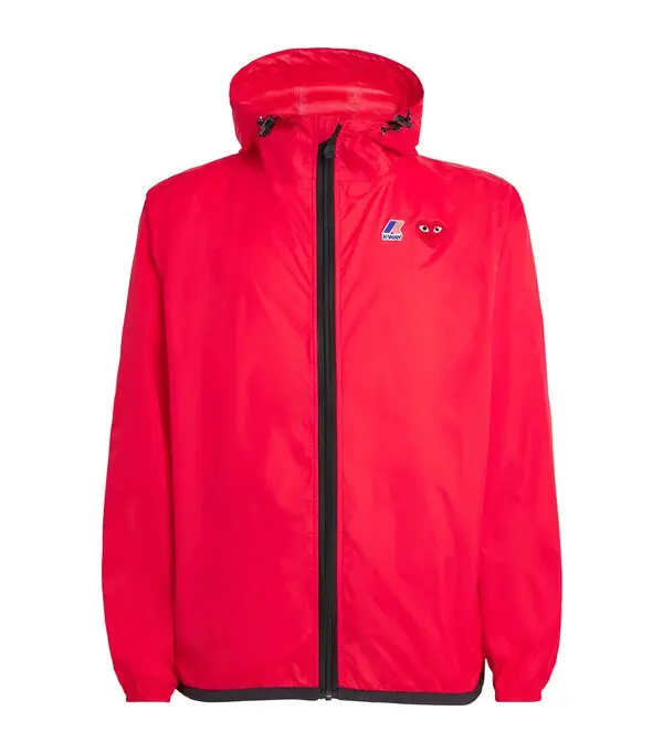 Play Comme Des Garcon X K-way Water-resistant Hooded Jacket - Red