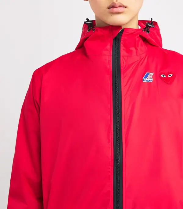 Play Comme Des Garcon X K-way Water-resistant Hooded Jacket - Red