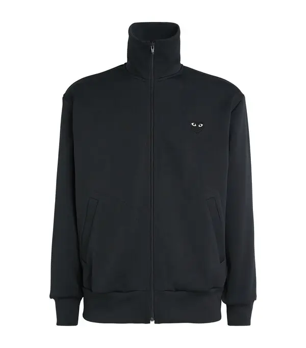 Play Comme Des Garcon Zip-up Heart Sweatshirt - Black