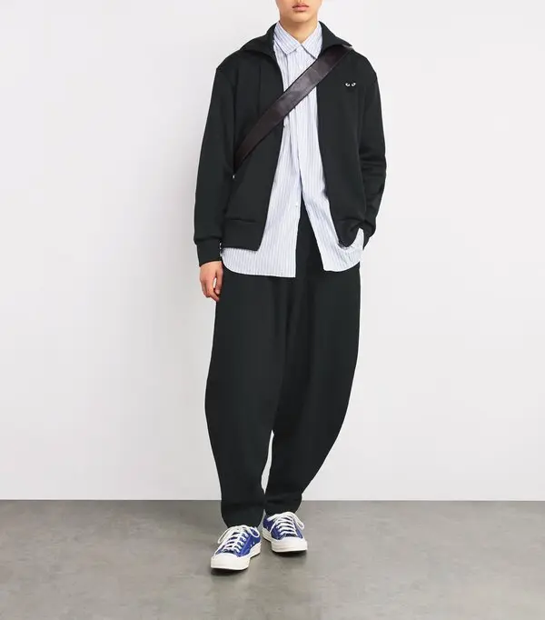 Play Comme Des Garcon Zip-up Heart Sweatshirt - Black