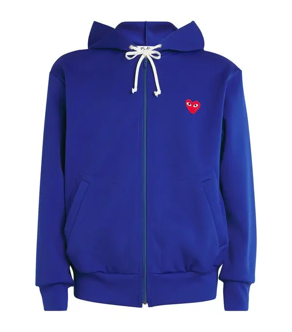 Play Comme Des Garcon Zip-up Heart Hoodie - Navy