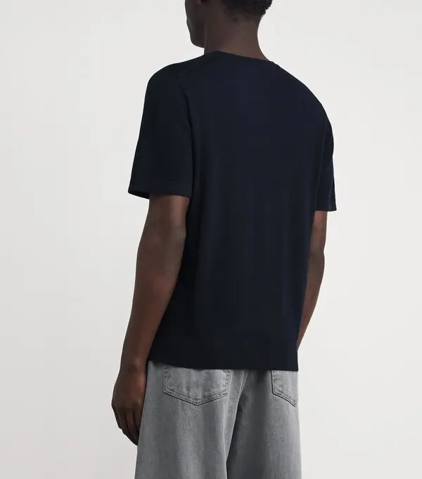Vince Merino Wool-cashmere T-shirt - Navy