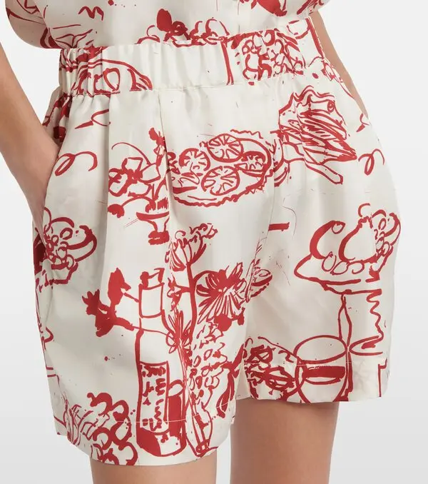 Asceno Printed Silk Twill Shorts