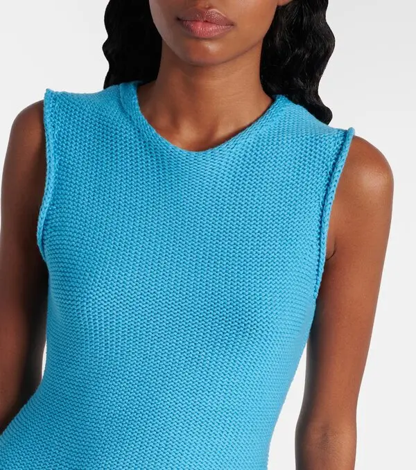 JW Anderson Knitted Cotton And Wool Mini Dress In Bright