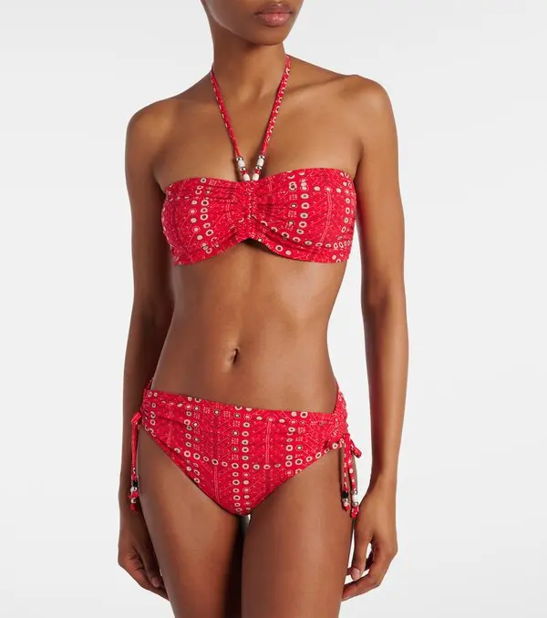 MARANT ETOILE Prudige Printed Mid-rise Bikini Bottoms