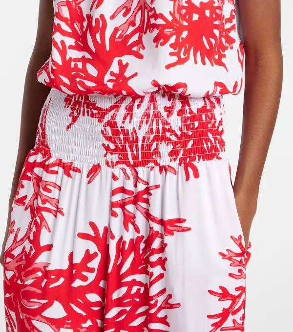 Melissa Odabash Naomi Strapless Coral Print Jumpsuit
