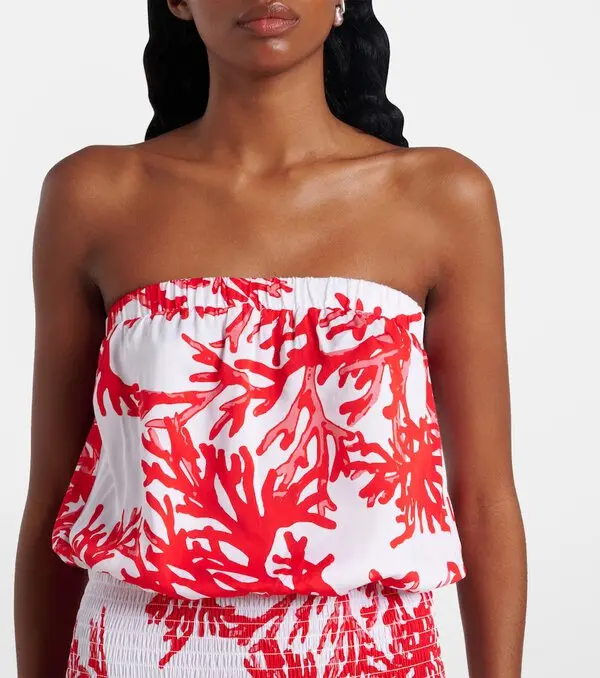 Melissa Odabash Naomi Strapless Coral Print Jumpsuit