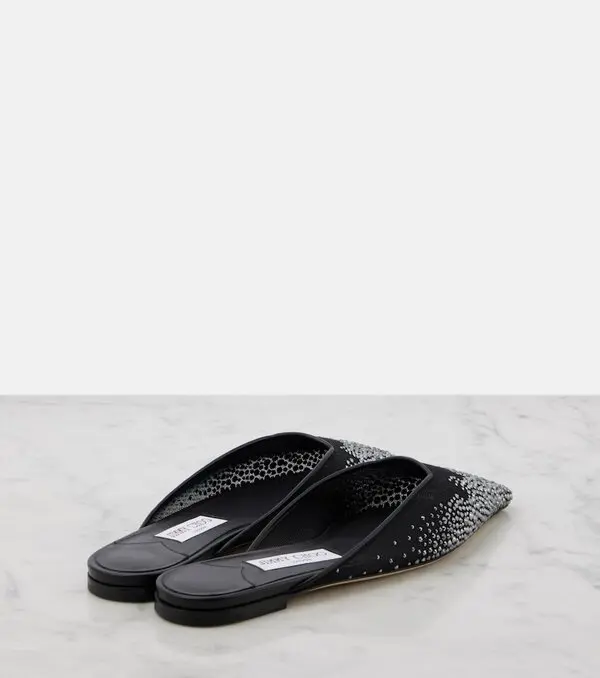 JIMMY CHOO Embellished Mesh Pointed Toe Mules