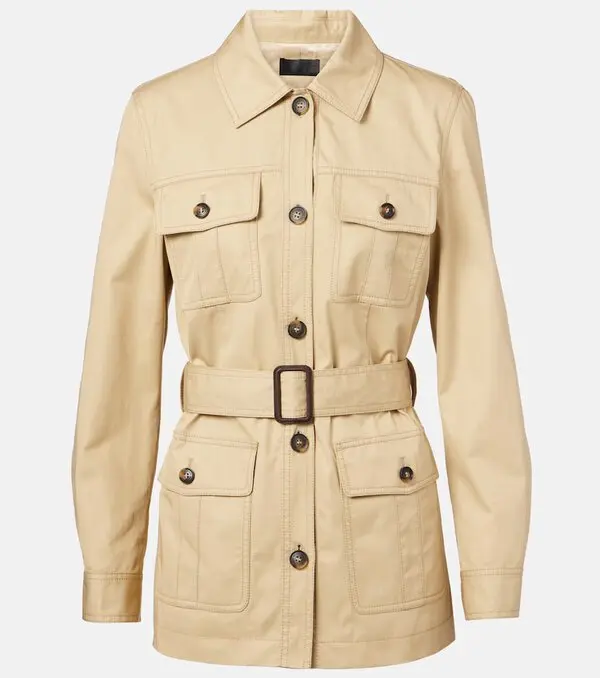 NILI LOTAN Mila Belted Cotton Jacket In Desert Khaki