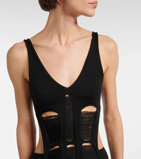 Rick Owens Knitted Wool Cut-out Maxi Dress