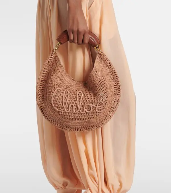 Chloé Raffia-effect Shoulder Bag - Brown