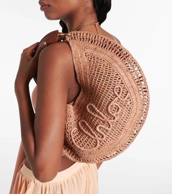 Chloé Raffia-effect Shoulder Bag - Brown
