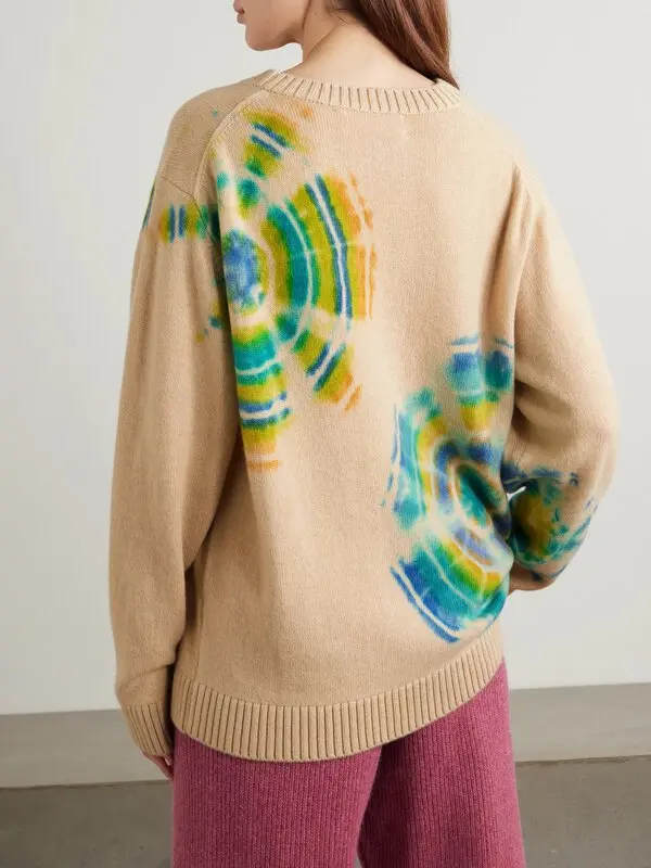 THE ELDER STATESMAN Geode Tie-dye Cashmere Crewneck Sweater