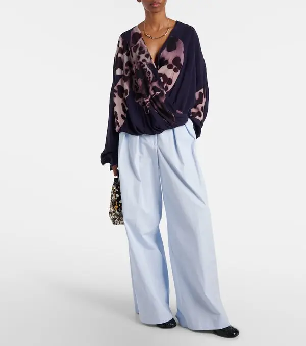 Dries Van Noten Cotton Wide-leg Trousers