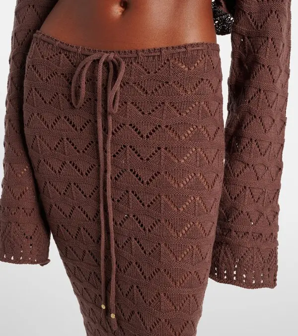 BANANHOT Helena Cotton-blend Crochet Maxi Skirt - Brown