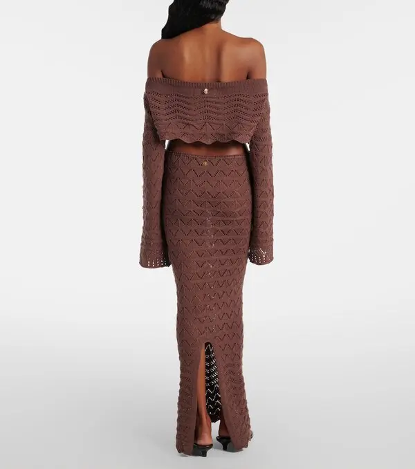 BANANHOT Helena Cotton-blend Crochet Maxi Skirt - Brown