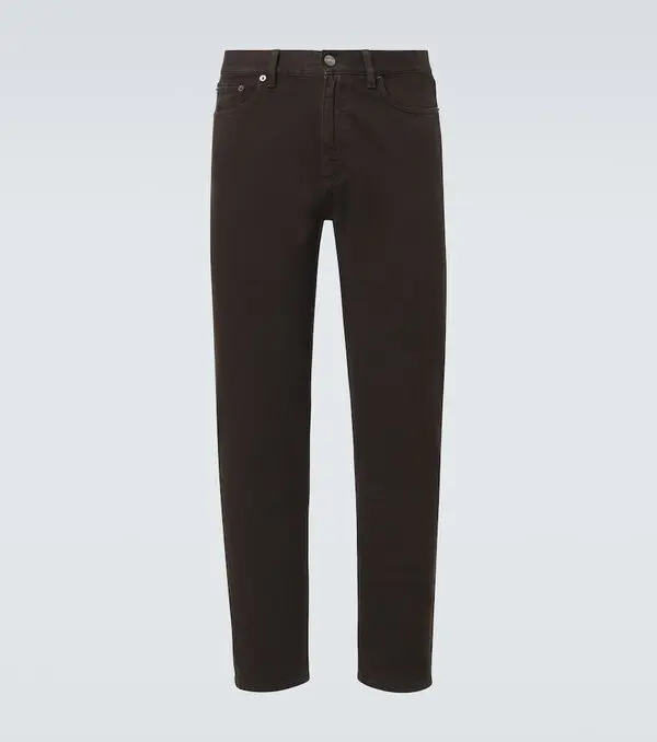 Zegna Leather-trimmed Cotton Straight Pants - Brown