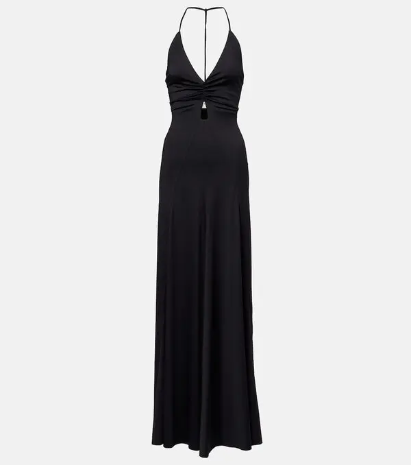 Victoria Beckham Gathered Jersey Gown - Black