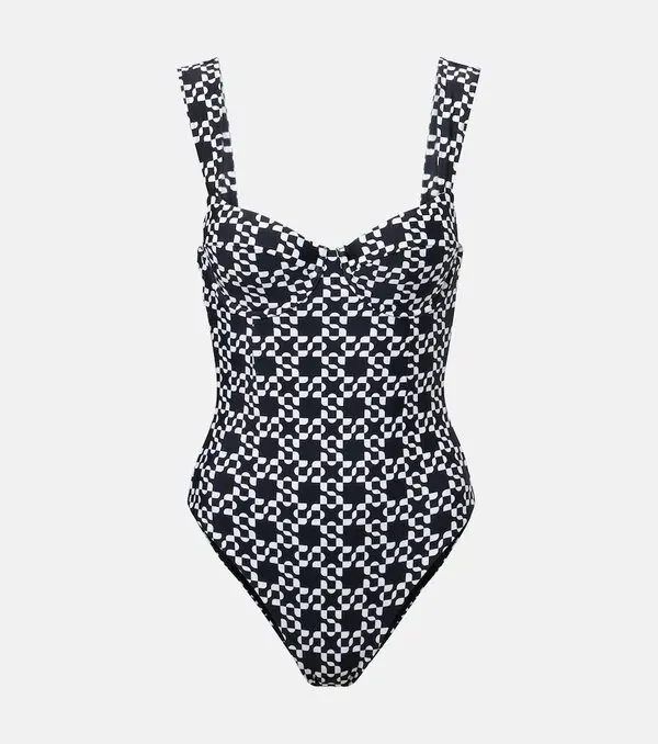 Simkhai Lexi Printed Bustier Swimsuit