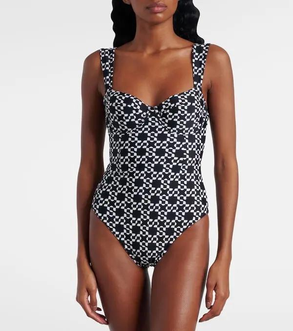 Simkhai Lexi Printed Bustier Swimsuit