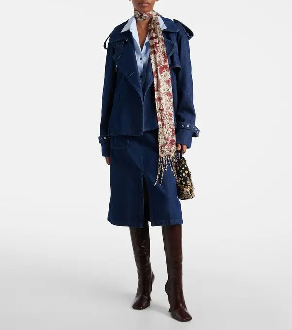 Dries Van Noten Denim Midi Skirt