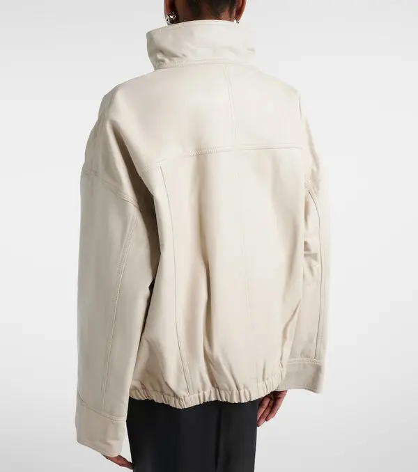 RÓHE Leather Bomber Jacket - White