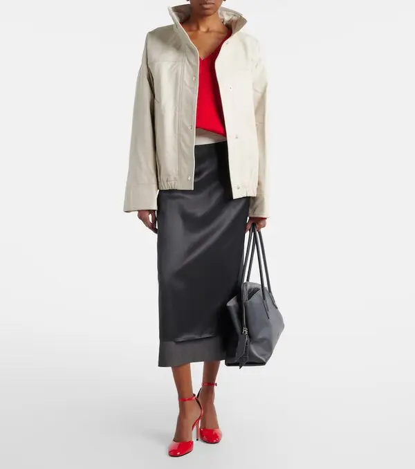 RÓHE Leather Bomber Jacket - White