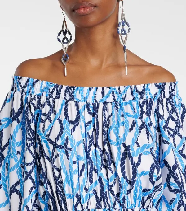 Melissa Odabash Printed Off-shoulder Midi Dress