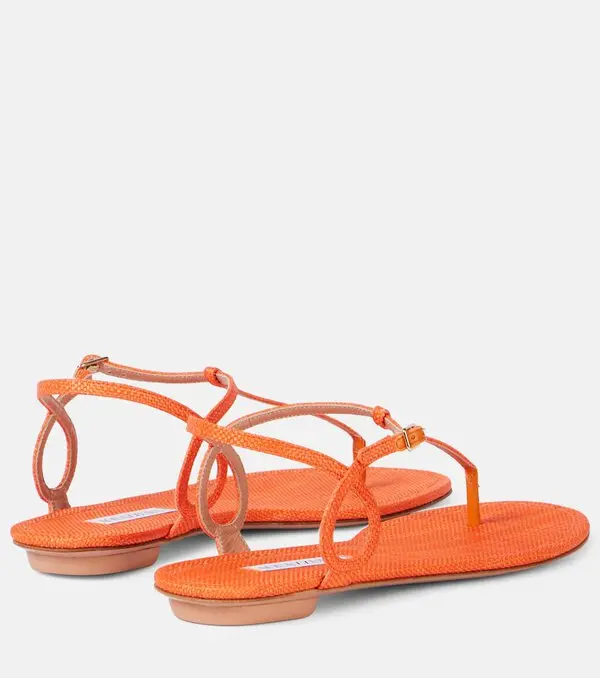 AQUAZZURA Almost Bare Raffia-effect Sandals With Buckle-fastening Ankle Strap - Orange