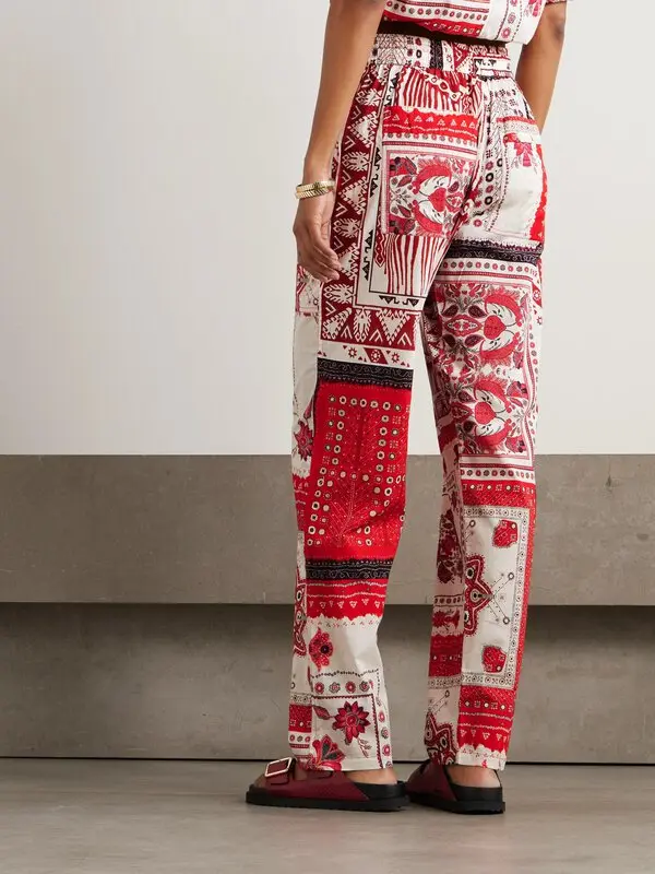 MARANT ETOILE Printed Cotton-voile Straight-leg Trousers