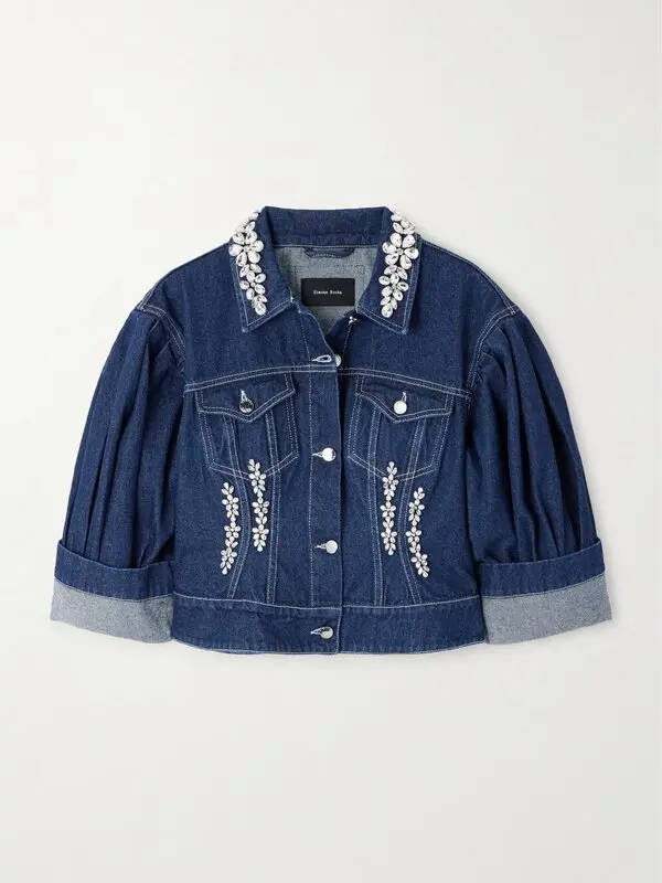 Simone Rocha Embellished Denim Jacket - Blue