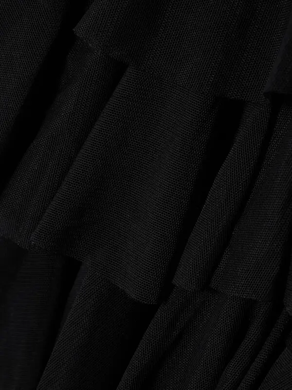 Norma Kamali Lauren Bow-detailed Tiered Ruffled Tulle Mini Dress - Black