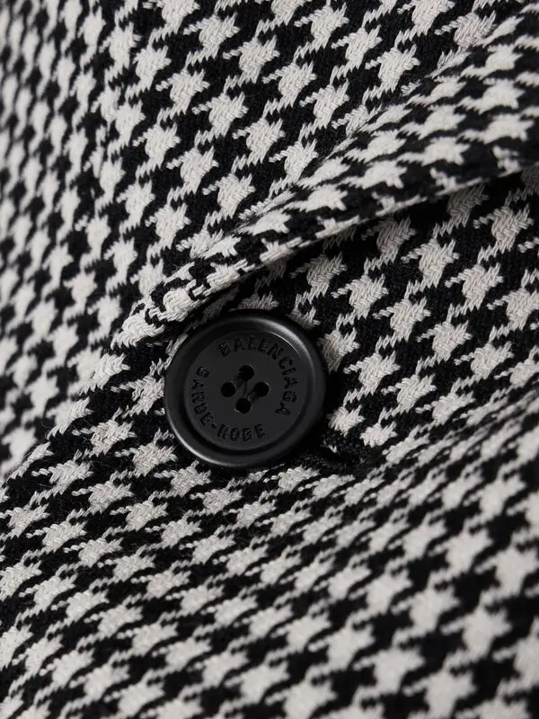 Balenciaga Hourglass Houndstooth Double-breasted Wool Blazer - Gray
