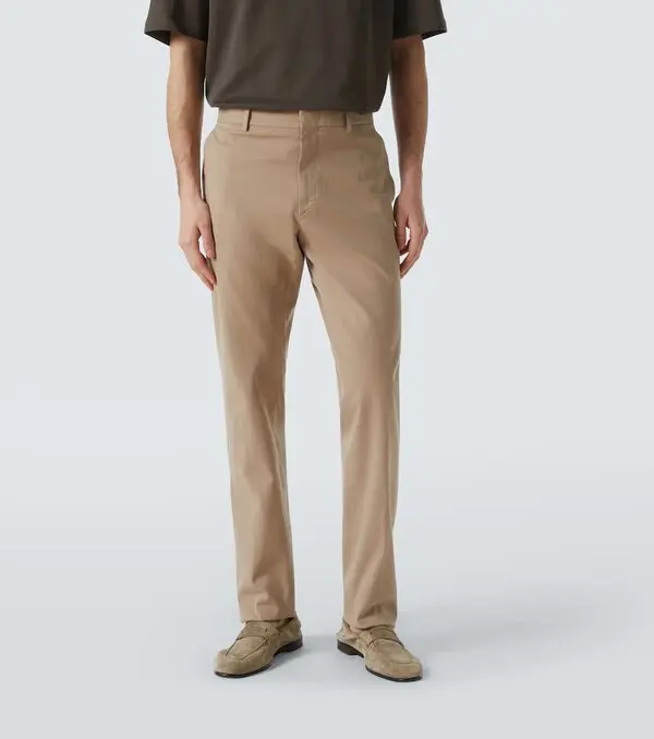 Zegna Cotton-blend Slim Pants - Beige