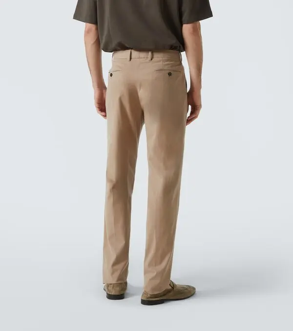 Zegna Cotton-blend Slim Pants - Beige