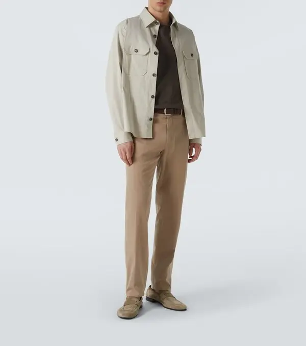 Zegna Cotton-blend Slim Pants - Beige