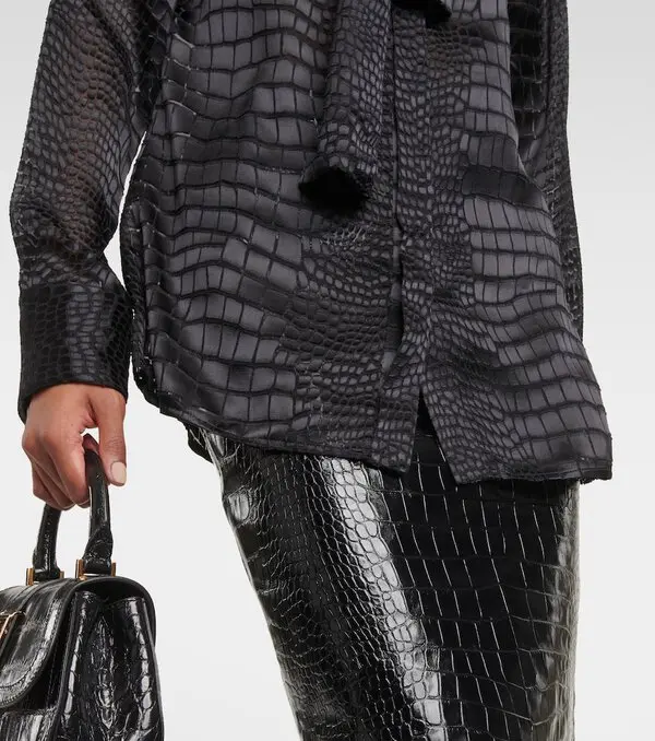 Versace Tie-neck Devoré Shirt