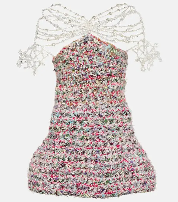 SUSAN FANG Beaded Crochet Minidress - Multicoloured